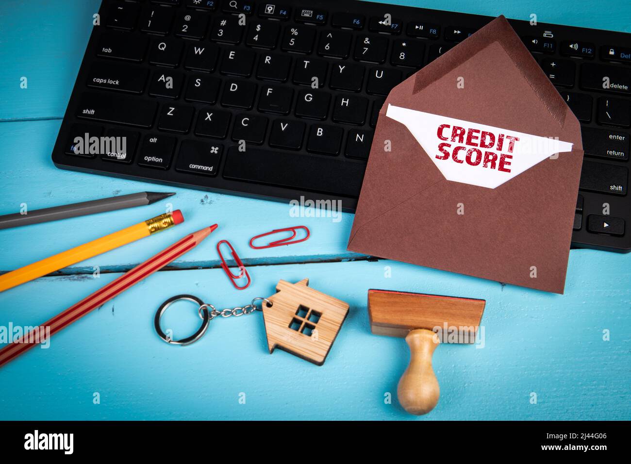 Credit Score concept. Brown letter envelope on computer keyboard Stock ...