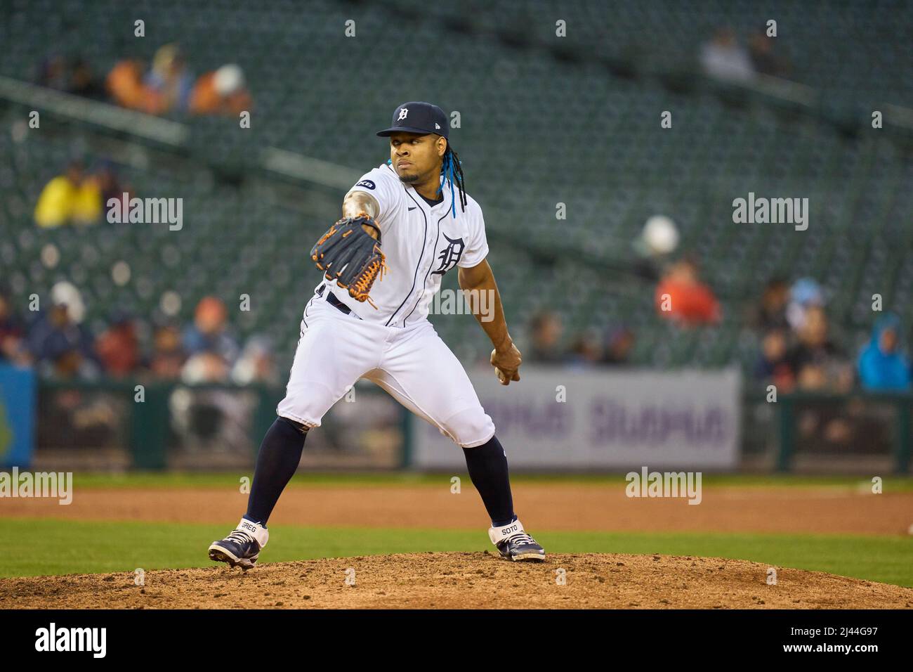 Denver CO, USA. 11th Apr, 2022. Detroit pitcher Gregory Soto (65 ...