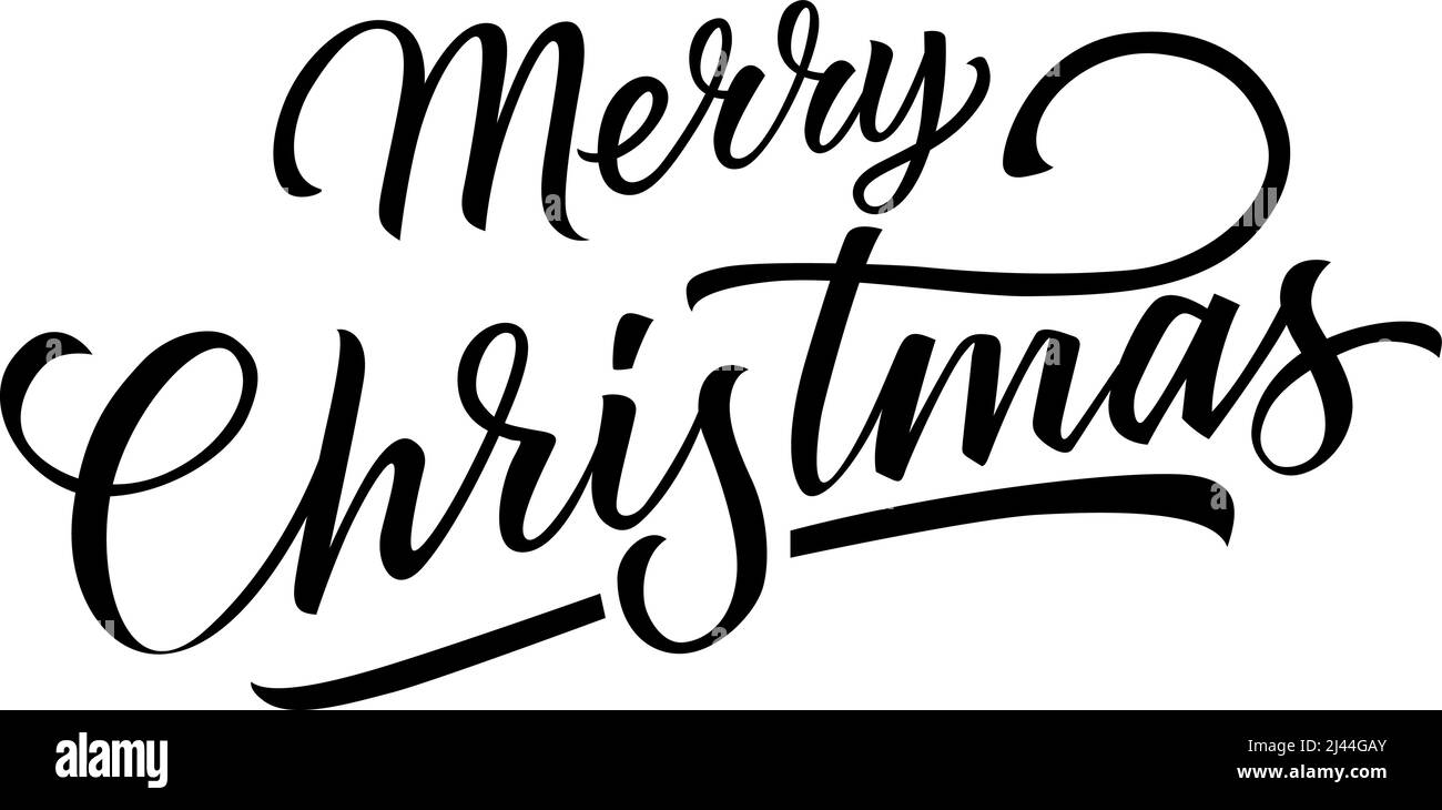 Merry Christmas lettering with swirl elements and line under ...