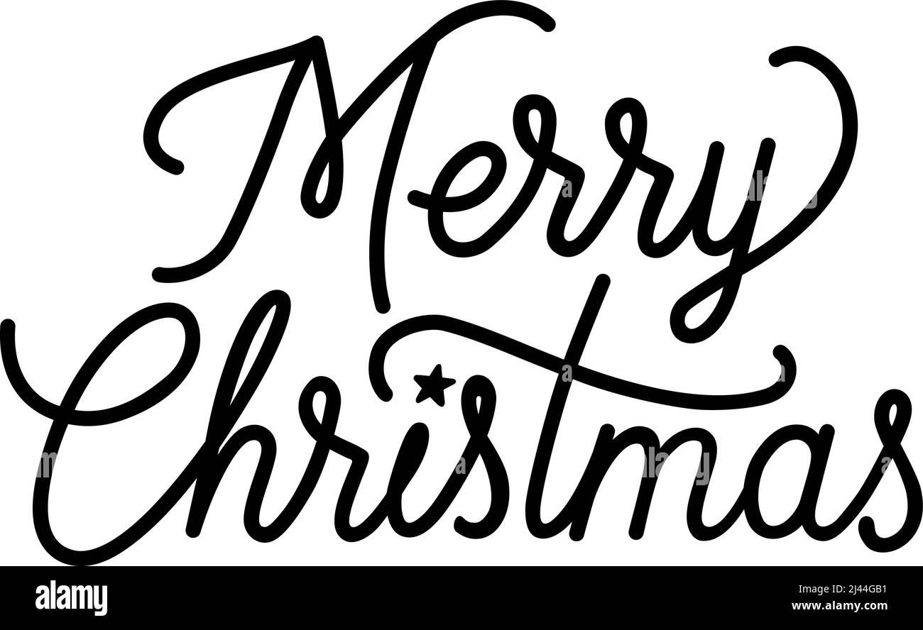 Merry Christmas creative lettering with star. Holiday inscription ...