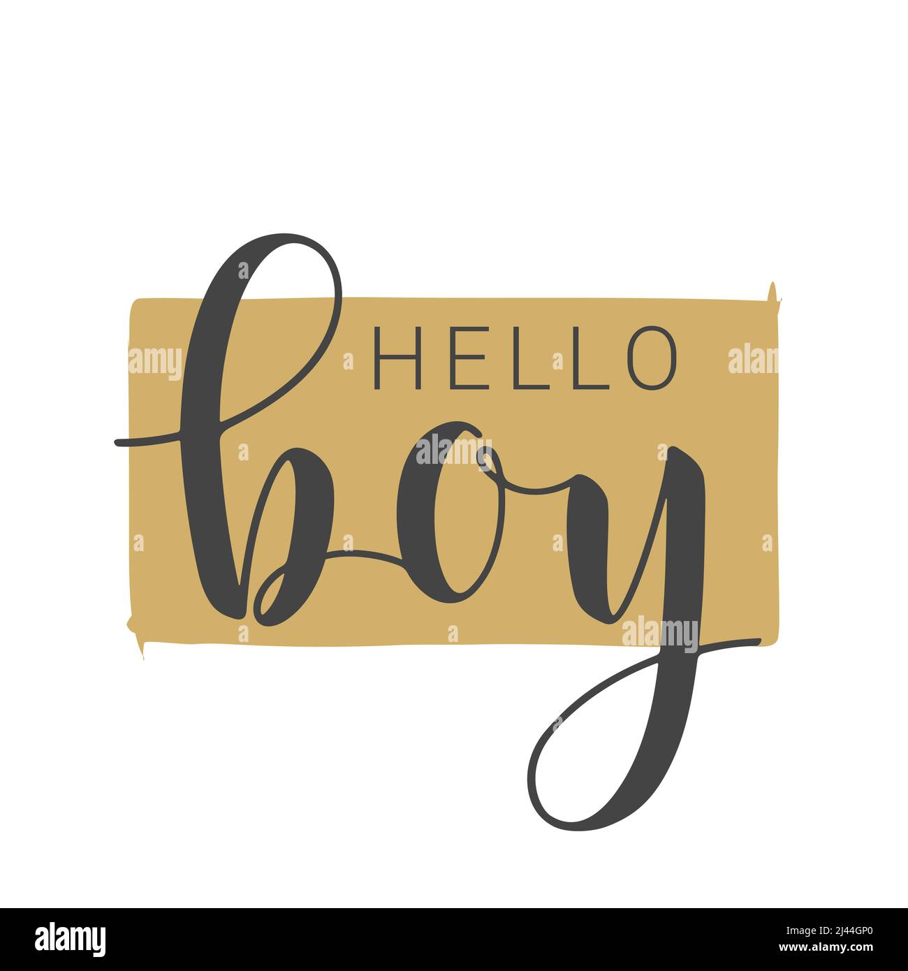 Vector Illustration. Handwritten Lettering of Hello Boy. Template for ...