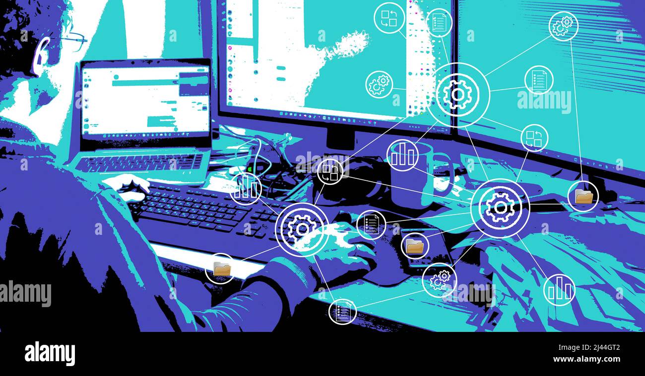 Digital technology, internet connection. The document management system ...