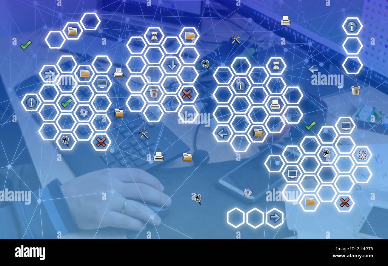 Digital technology, internet connection. The document management system ...