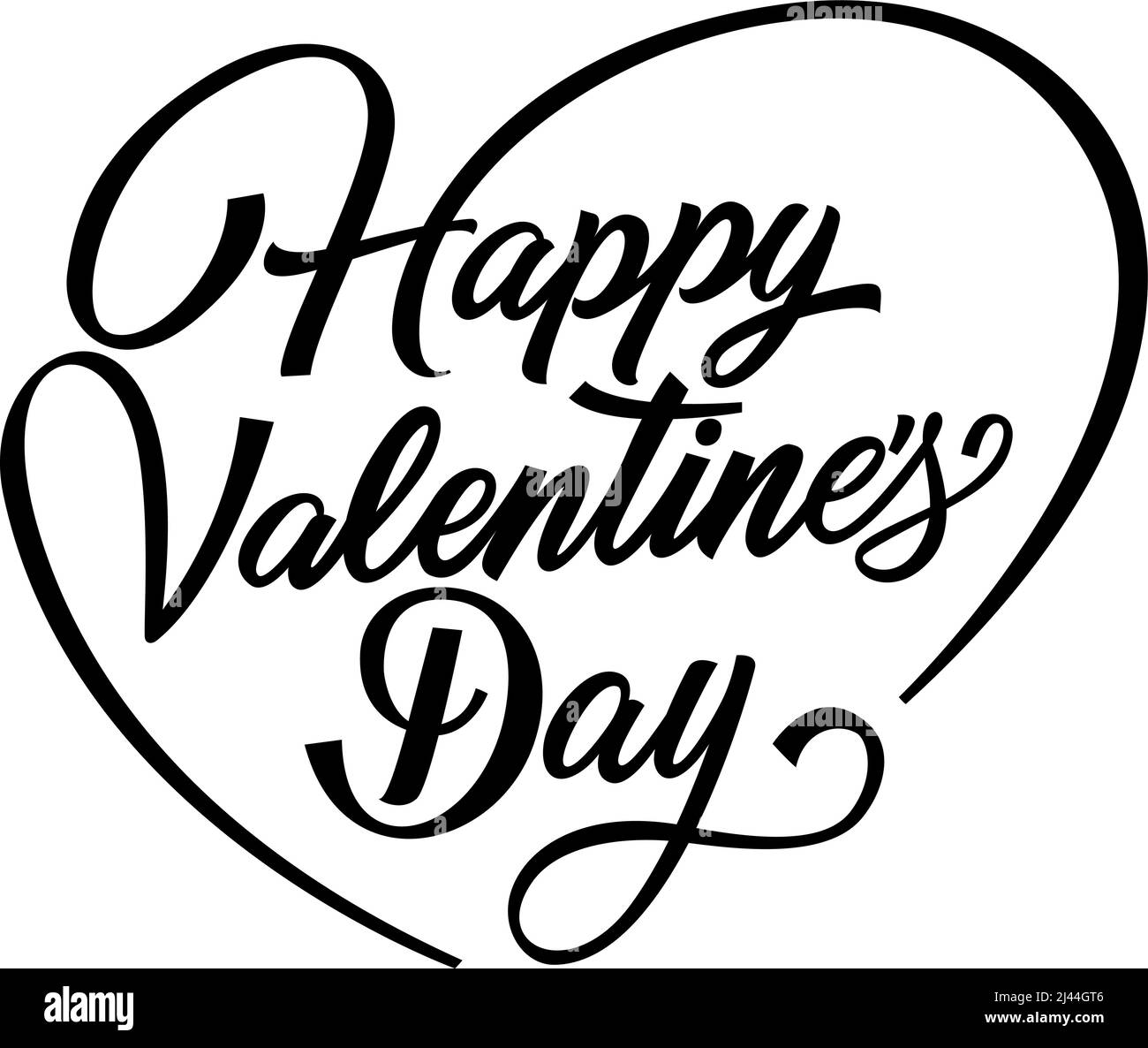 Happy Valentines Day lettering. Handwritten text, calligraphy. For ...