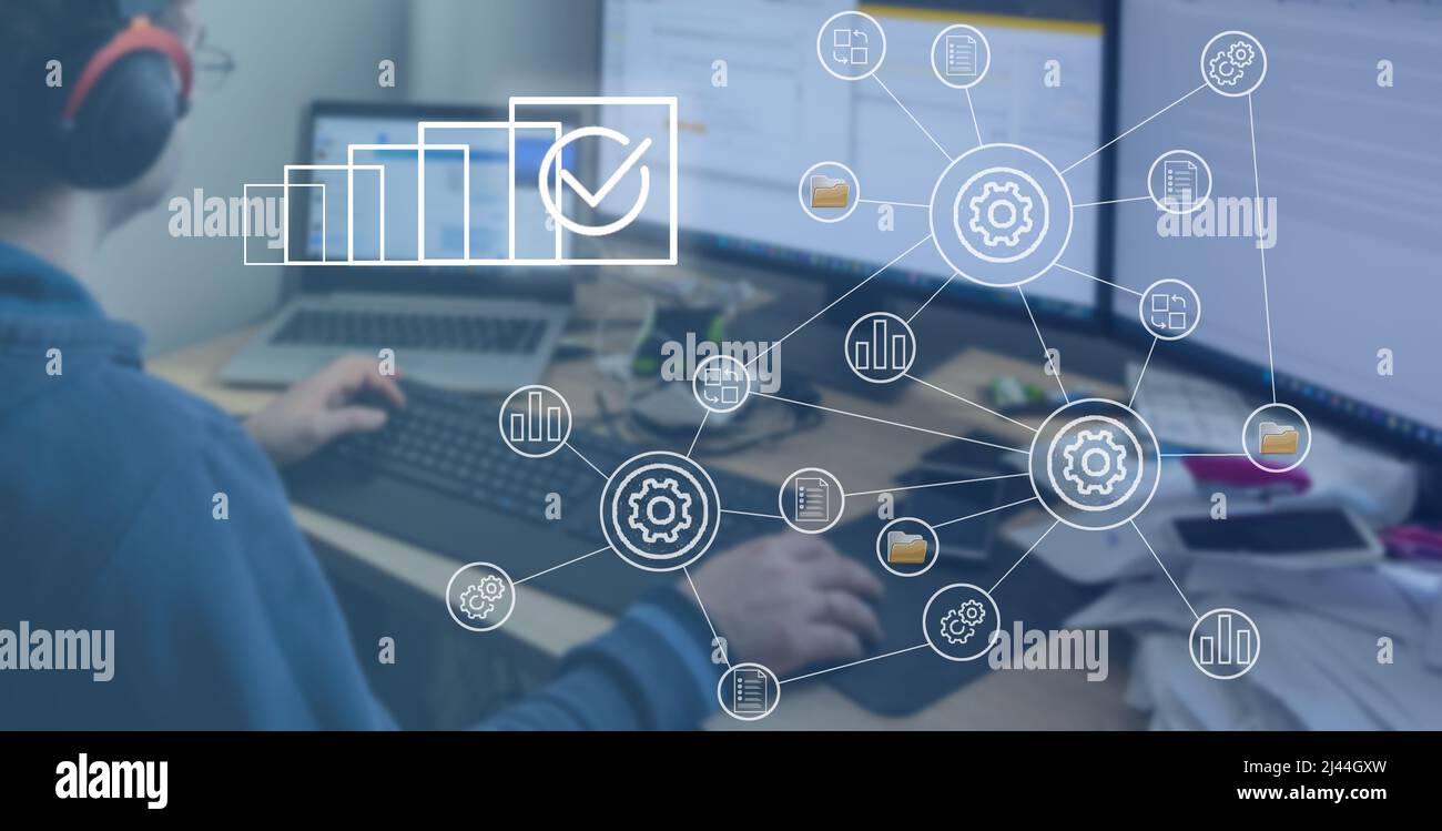 Digital technology, internet connection. The document management system ...