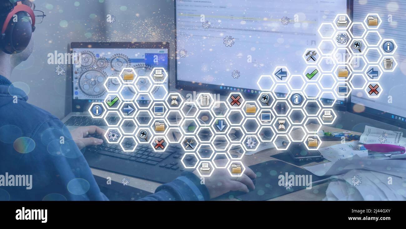 Digital technology, internet connection. The document management system ...