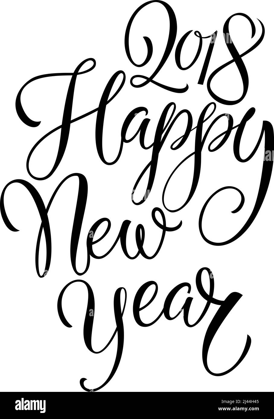 Happy New Year Two Thousand Eighteen lettering. New Year Day design ...