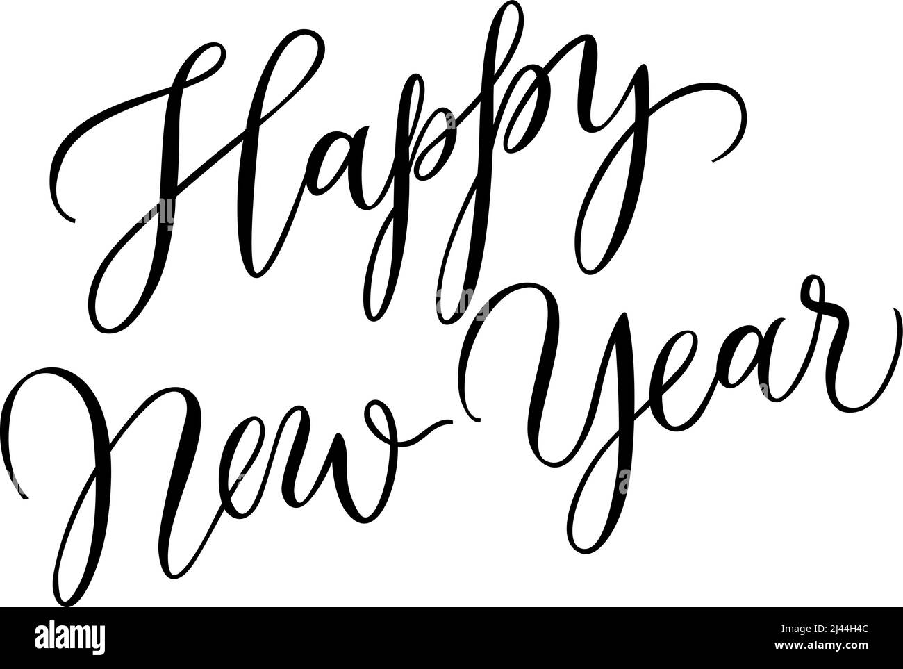 Happy New Year lettering. New Years Eve. Handwritten text, calligraphy ...