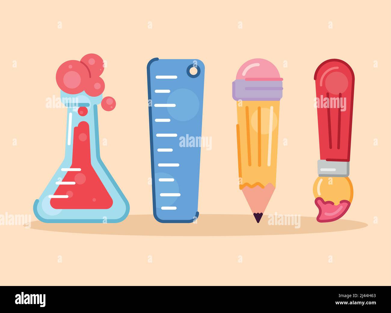 four school supplies set icons Stock Vector Image & Art - Alamy