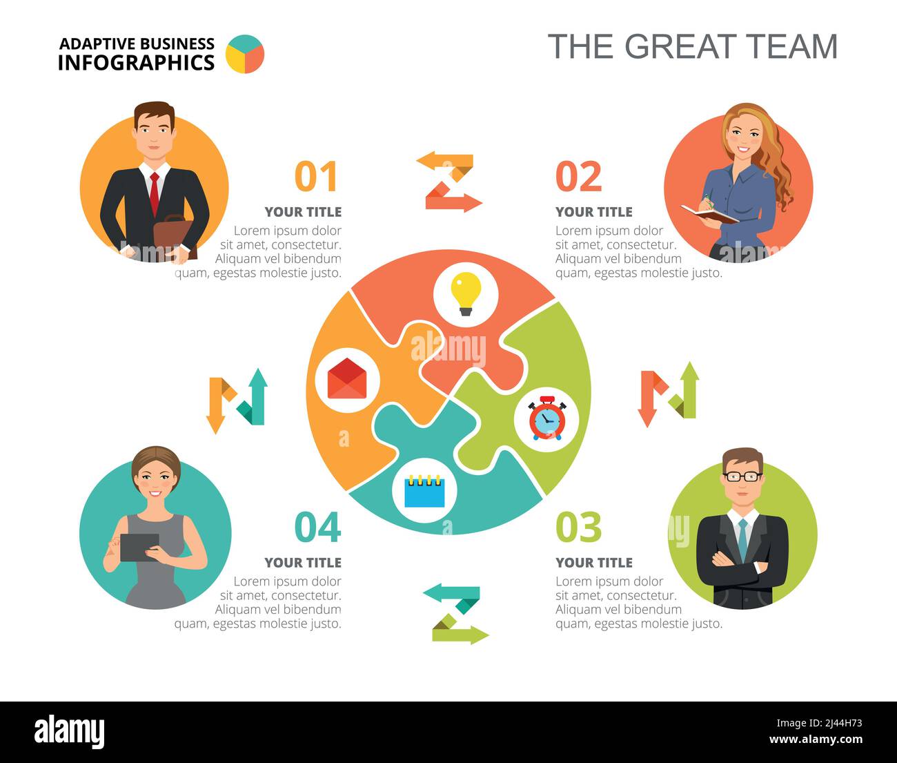 Process diagram. Cycle chart, puzzle graph, layout. Creative concept ...