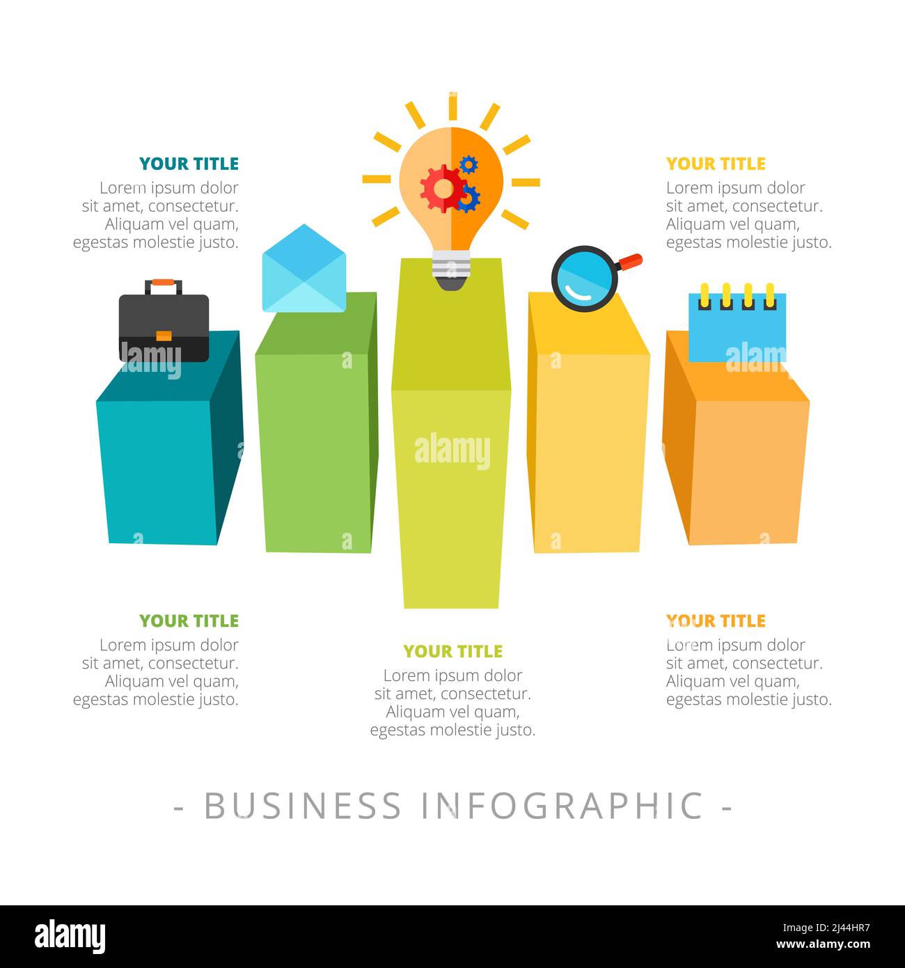 Bar chart with five options. step diagram, option graph, layout ...