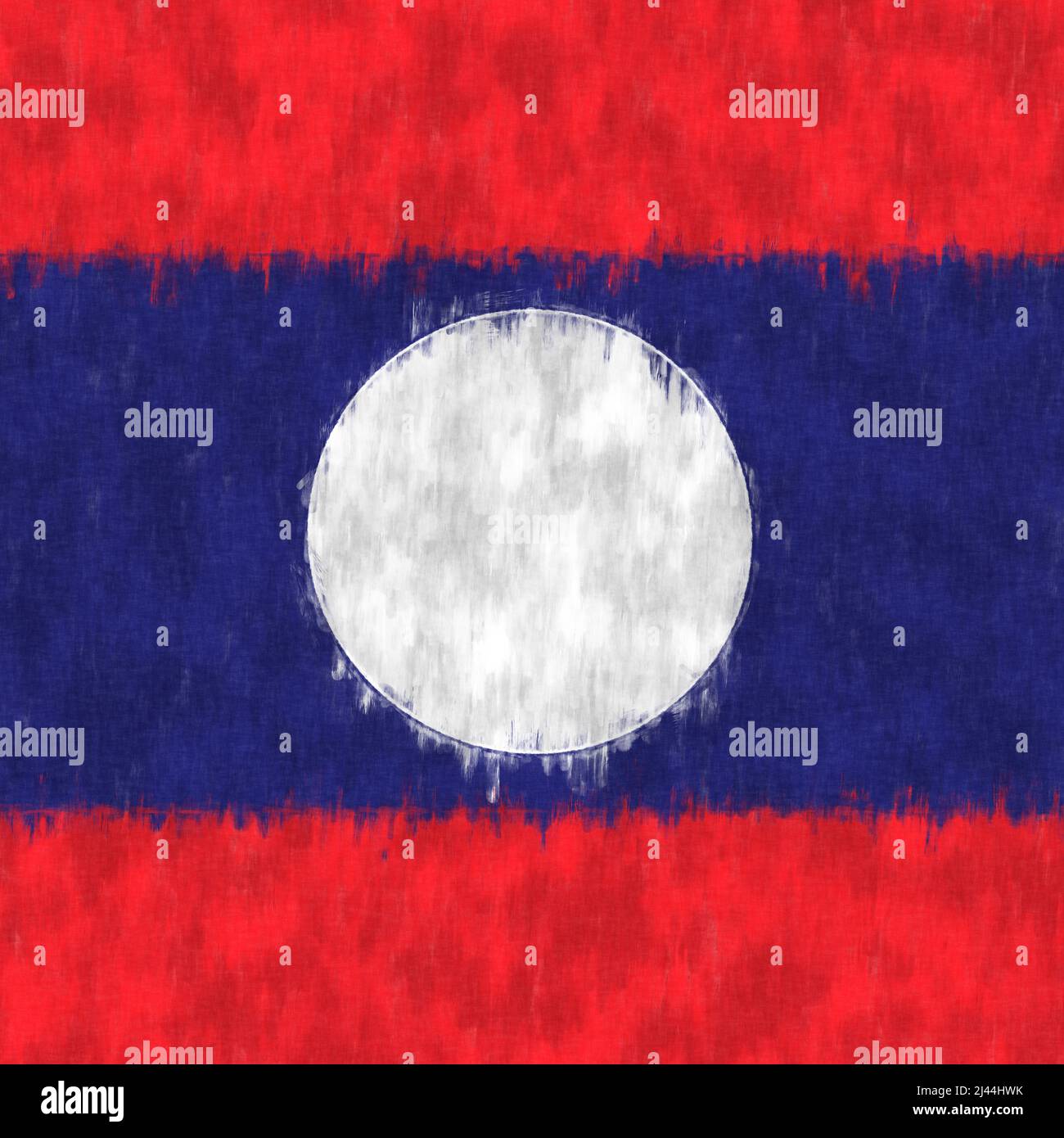 Laos oil painting. Laotian emblem drawing canvas. A painted picture of ...