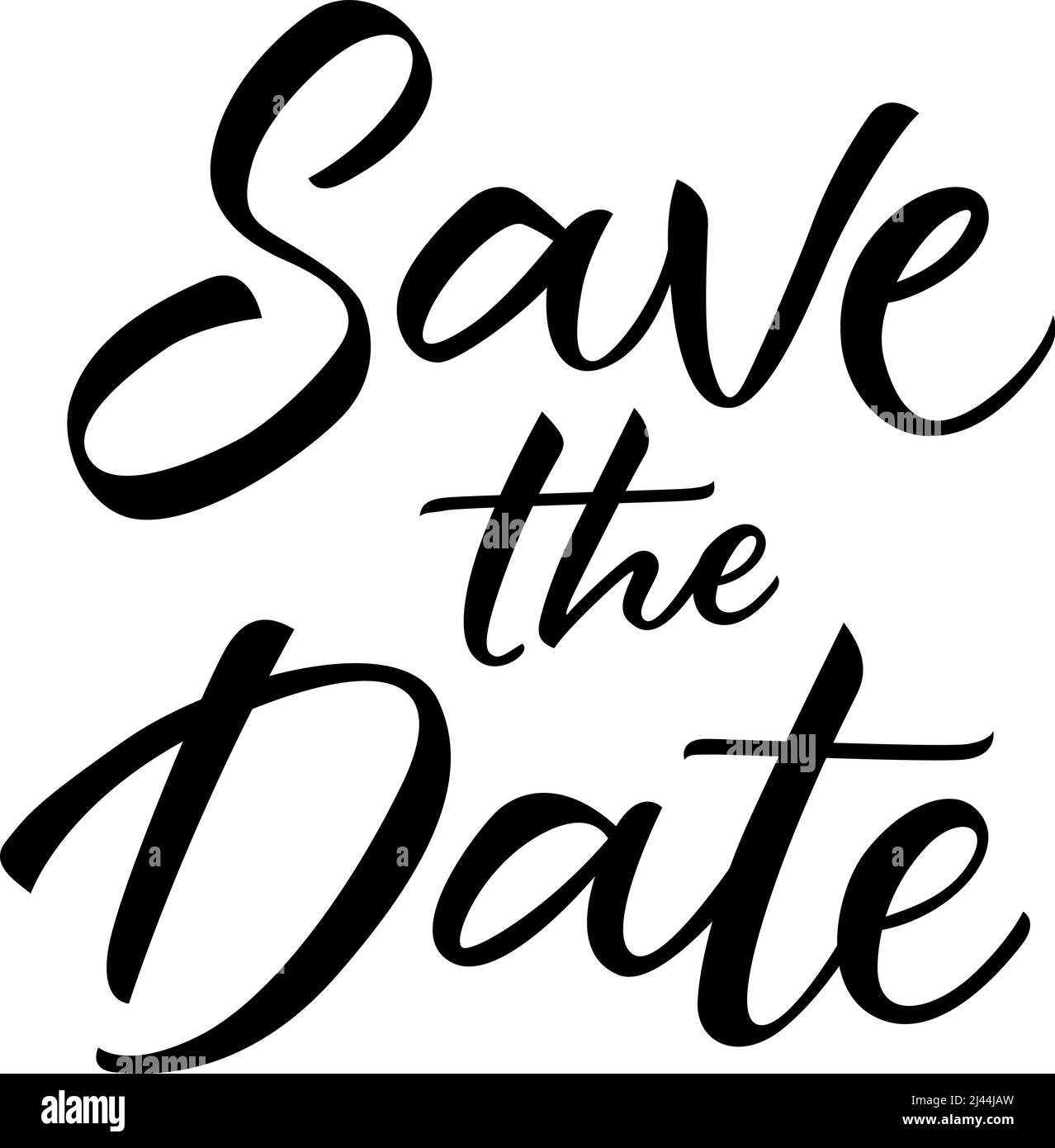 Save the Date Lettering. For wedding invitation card. Black inscription ...