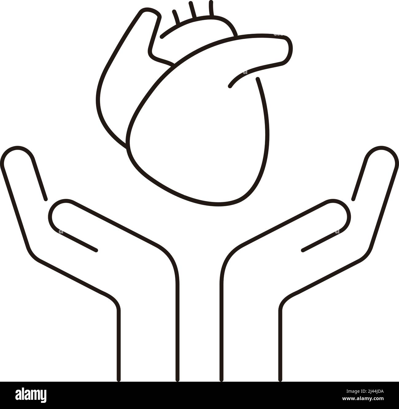 Hands heart vector outline Stock Vector Images - Alamy