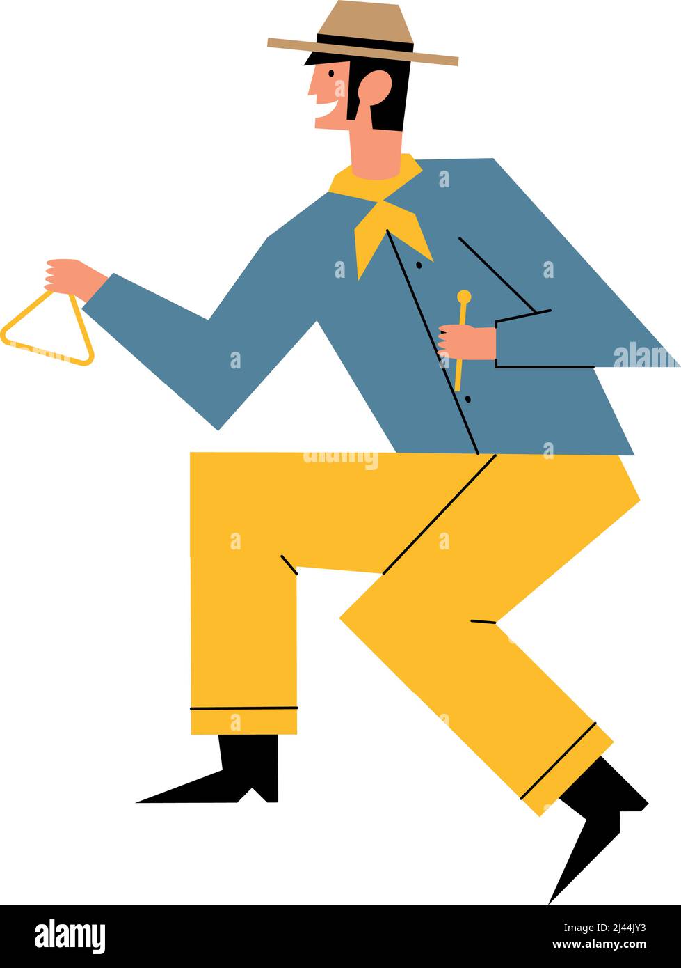 farmer man playing triangle character Stock Vector Image & Art - Alamy
