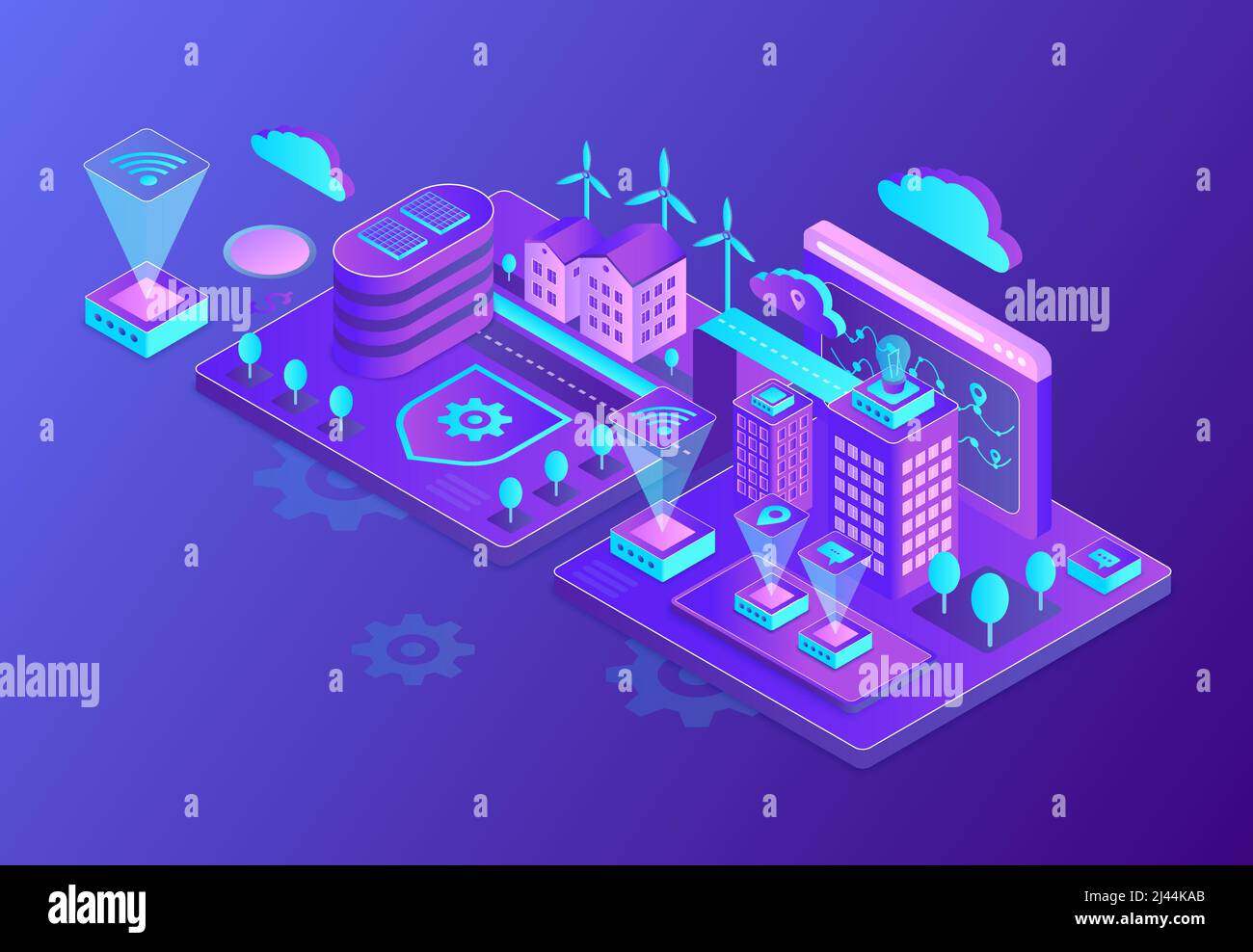 Innovative latest generation smart city project. Modern wireless ...