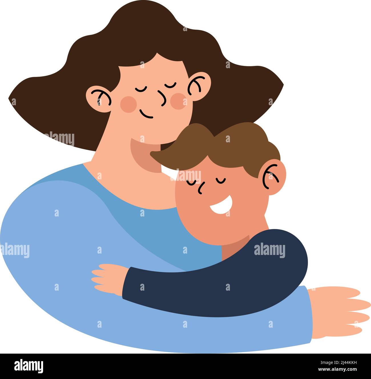 happy mother hugging son characters Stock Vector Image & Art - Alamy