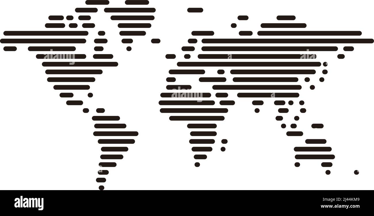 Simple horizontal line map of the world, vector white background Stock ...