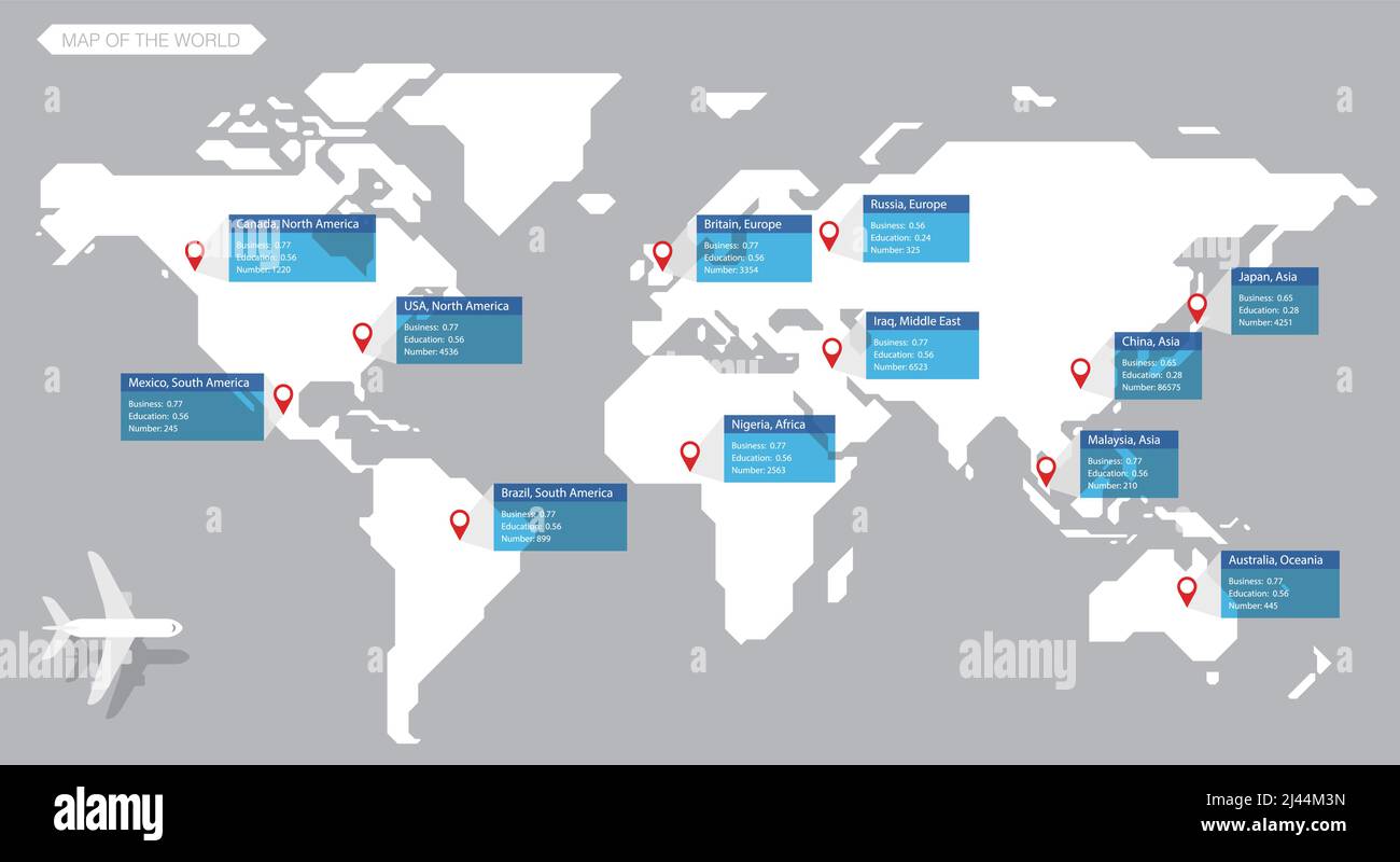 simple straight line map of the world, vector background Stock Vector ...
