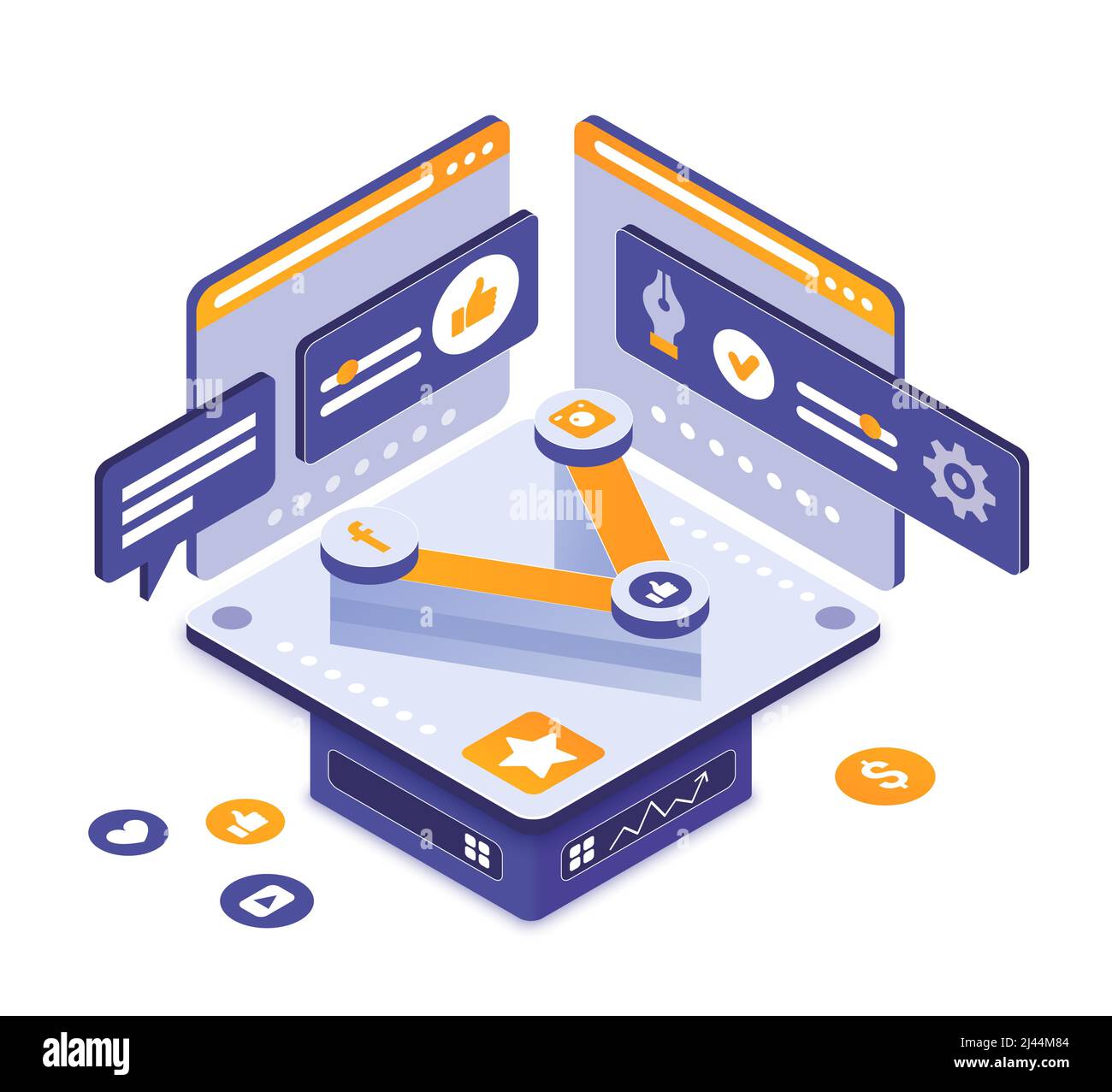 Social media marketing communication platforms. Digital people audience ...