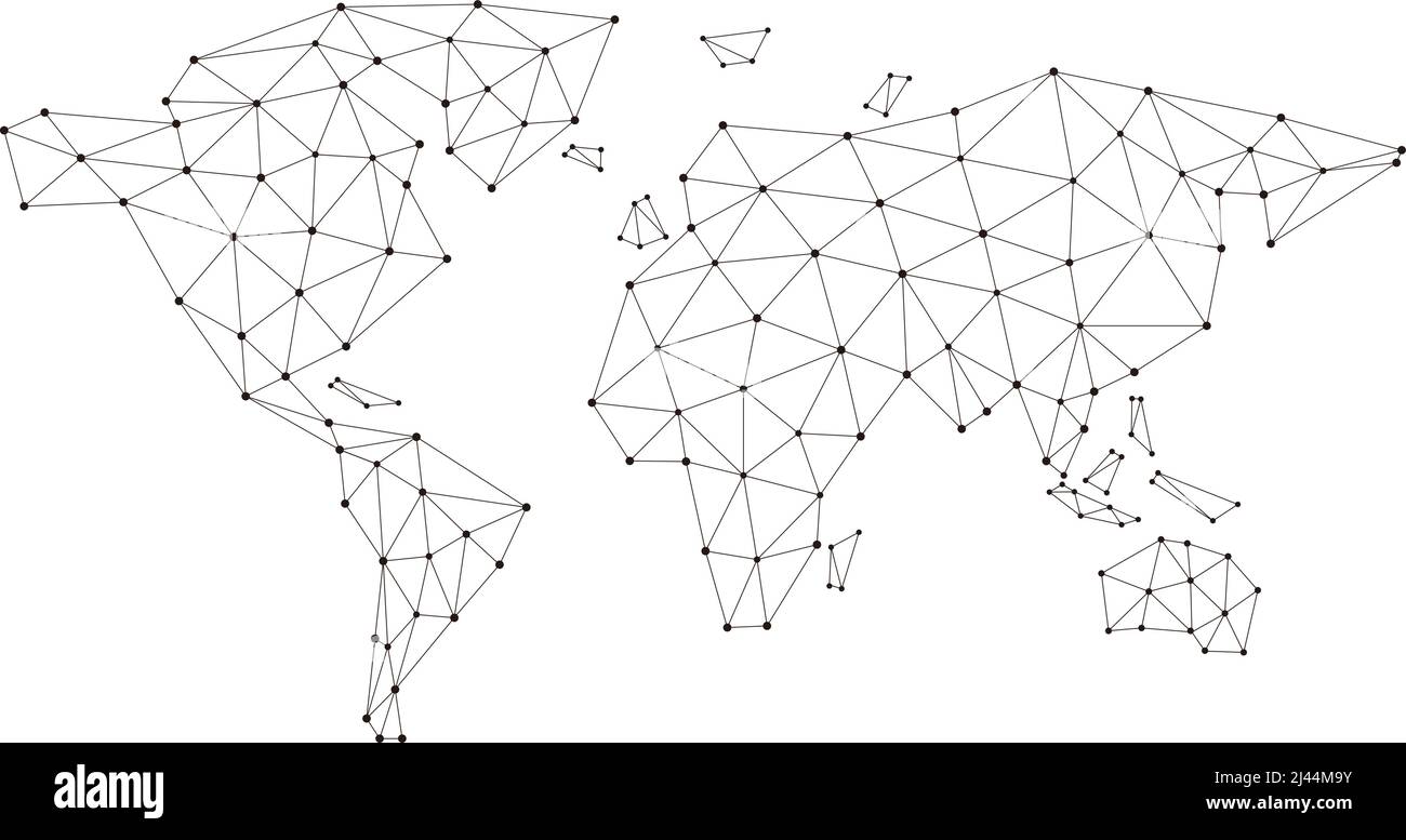 Map of world wide internet network mesh. Social communications ...