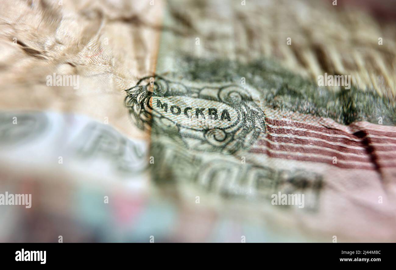 Kaufbeuren, Germany. 07th Apr, 2022. The Russian words for ruble and ...