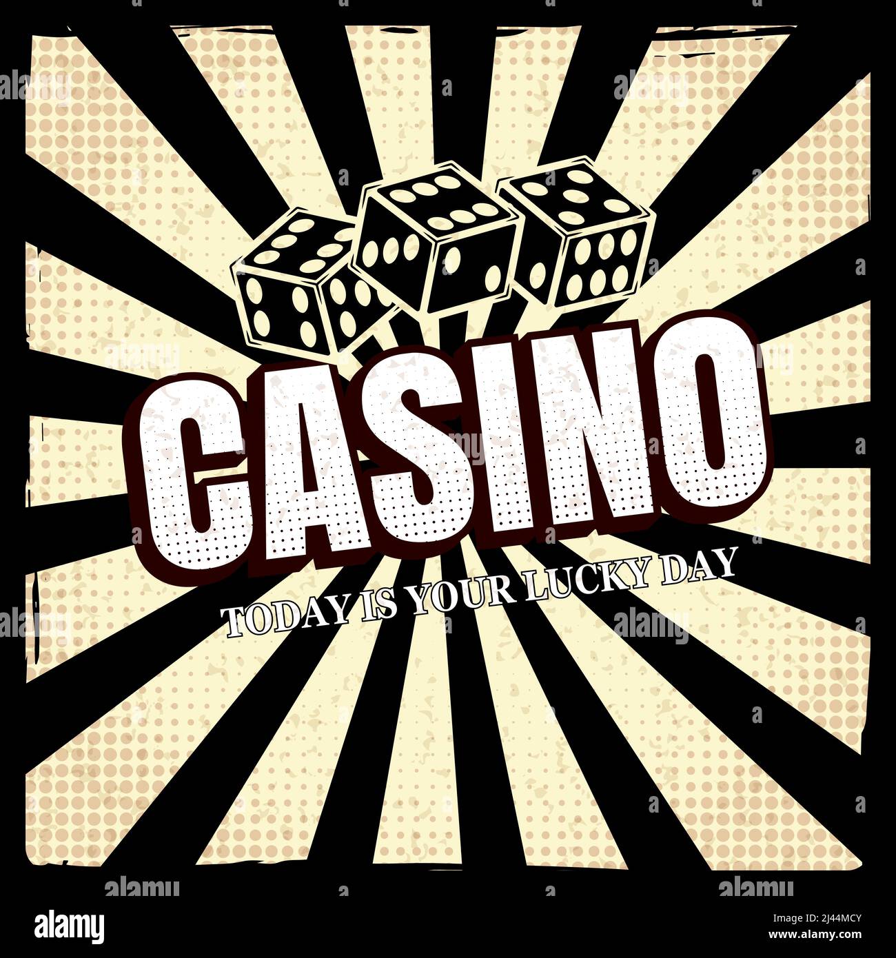 Casino retro poster, comic, dice. Vector illustration vintage Stock ...