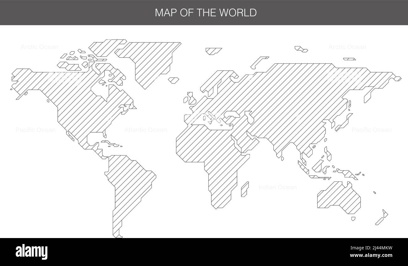 simple straight line map of the world, vector background Stock Vector ...