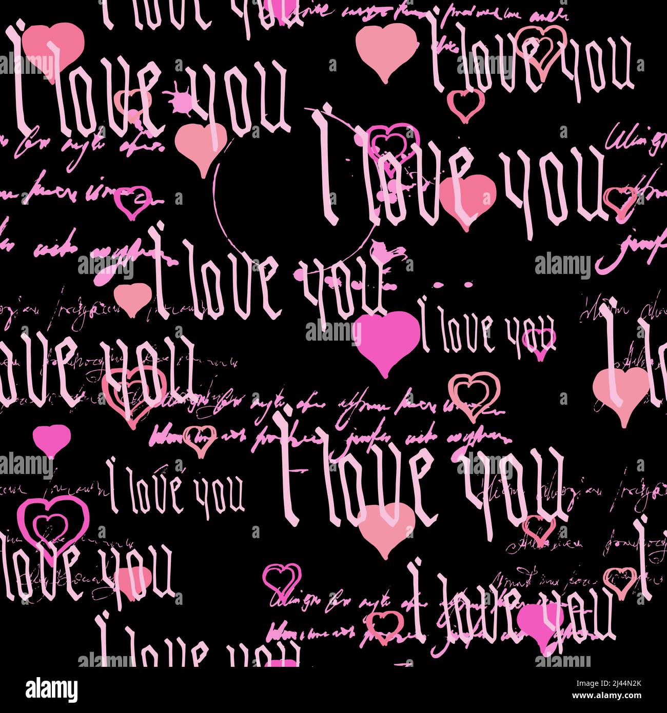 Seamless pattern Gothic Text I love you, hand written words.Sketch ...