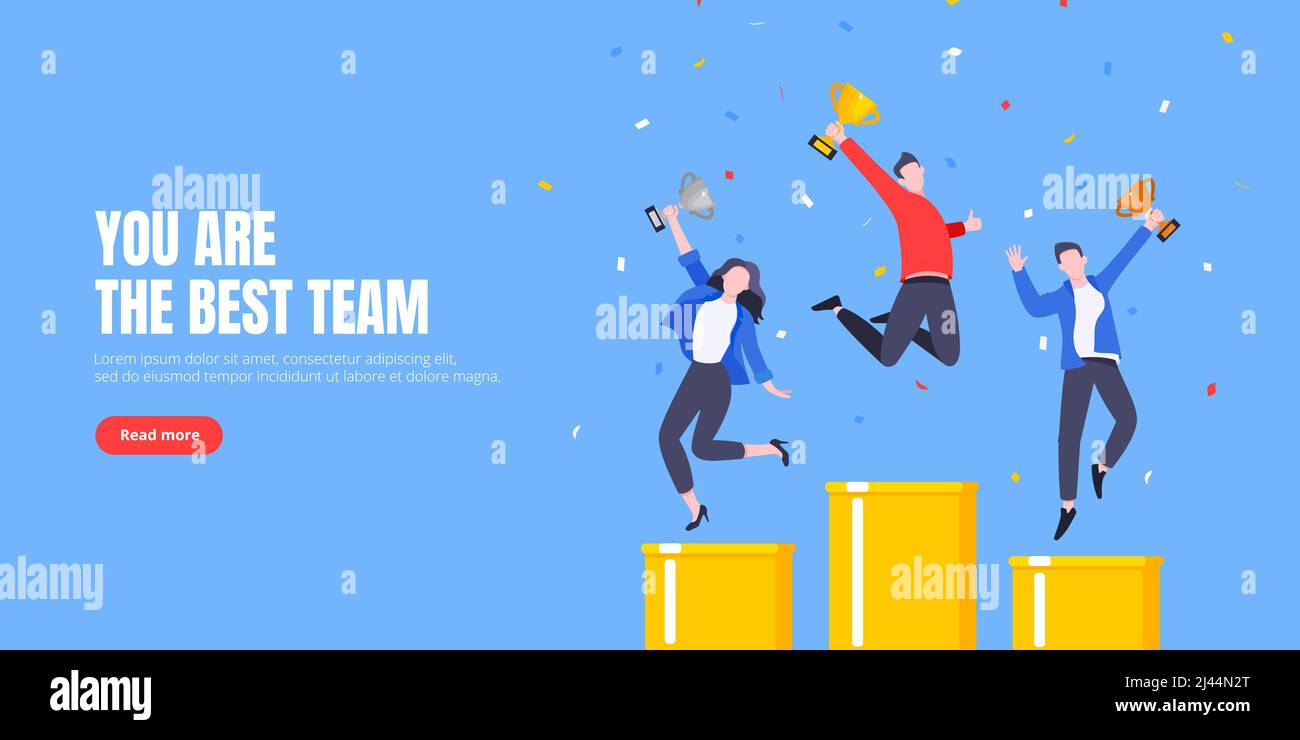 People standing on the podium rank first three places, jumps in the air ...