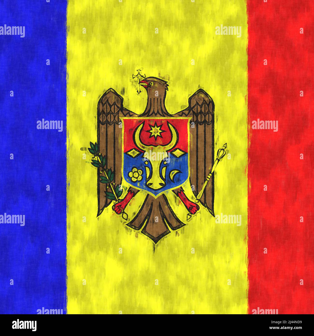 Moldova oil painting. Moldovan emblem drawing canvas. A painted picture ...