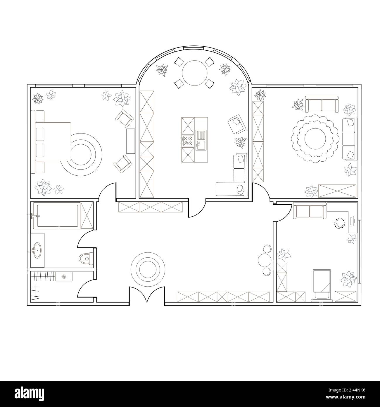 Two bedroom house plan Cut Out Stock Images & Pictures - Alamy