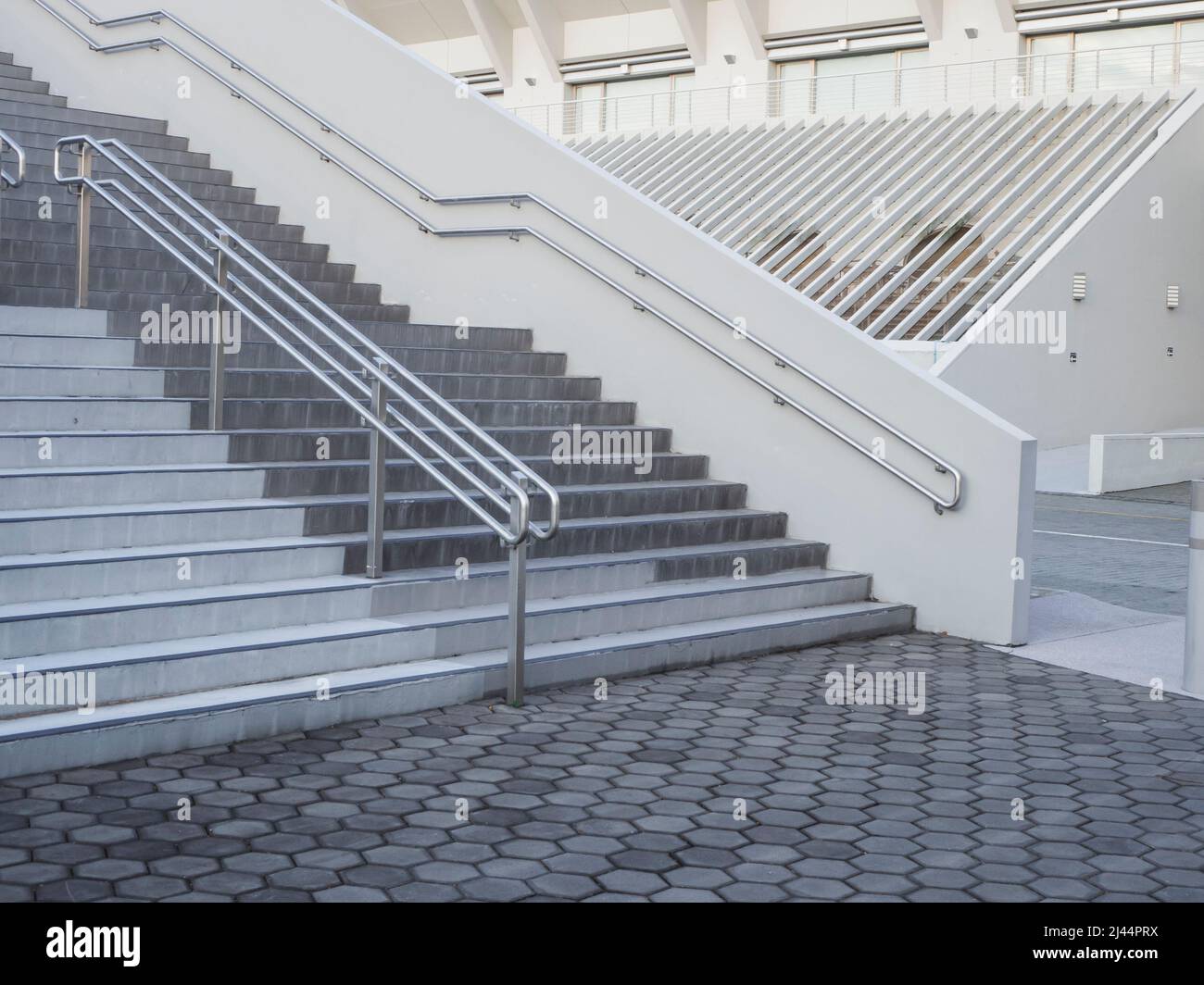 Clean and monochromatic stairs and structure of modern architecture in ...