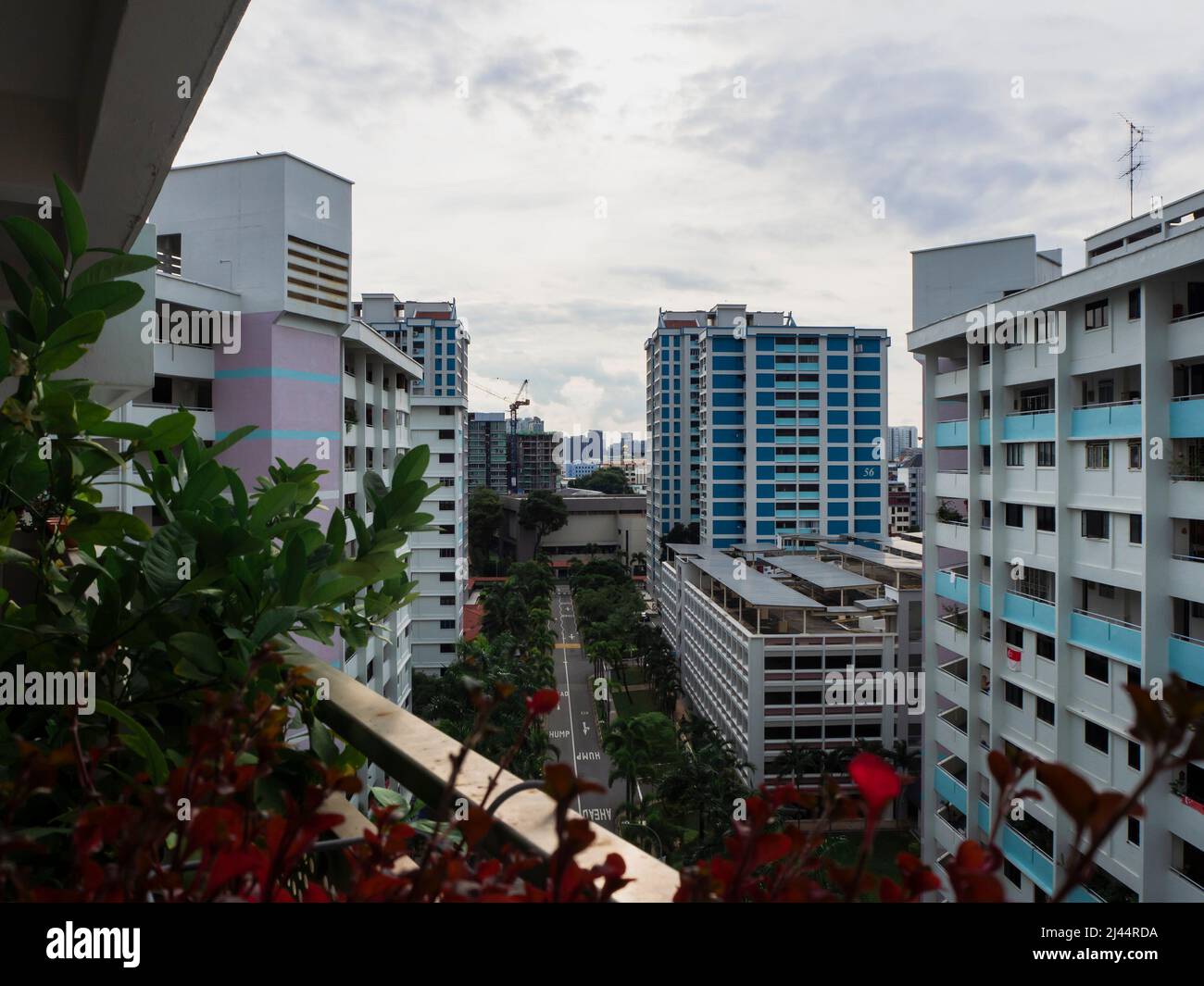 Scenic view of the residential neighbourhood from a high-rise apartment ...
