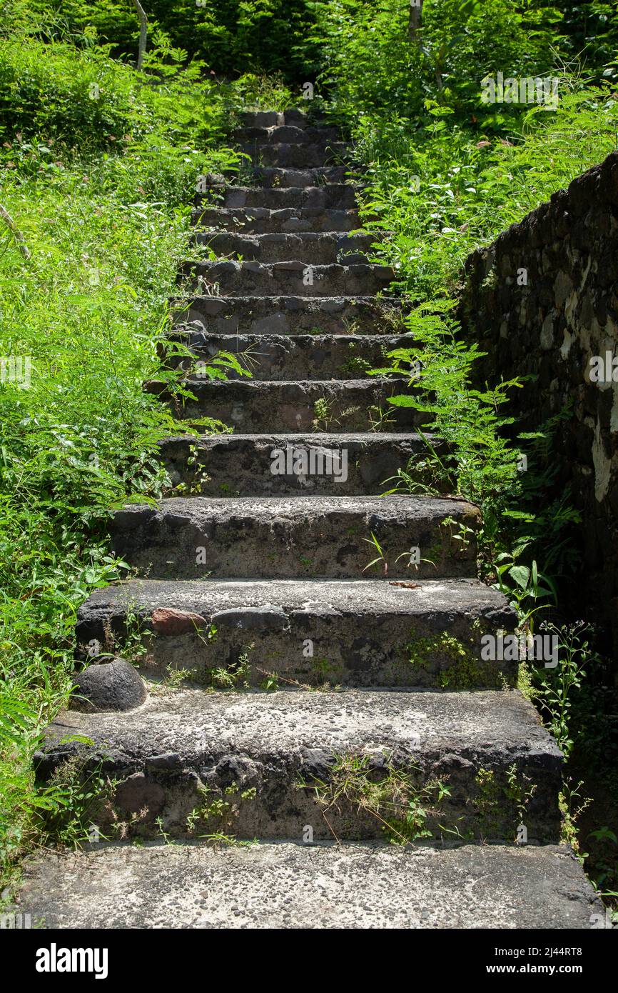 Steep steps leading to Blue Lagoon Beach in Padangbai, East coast of ...