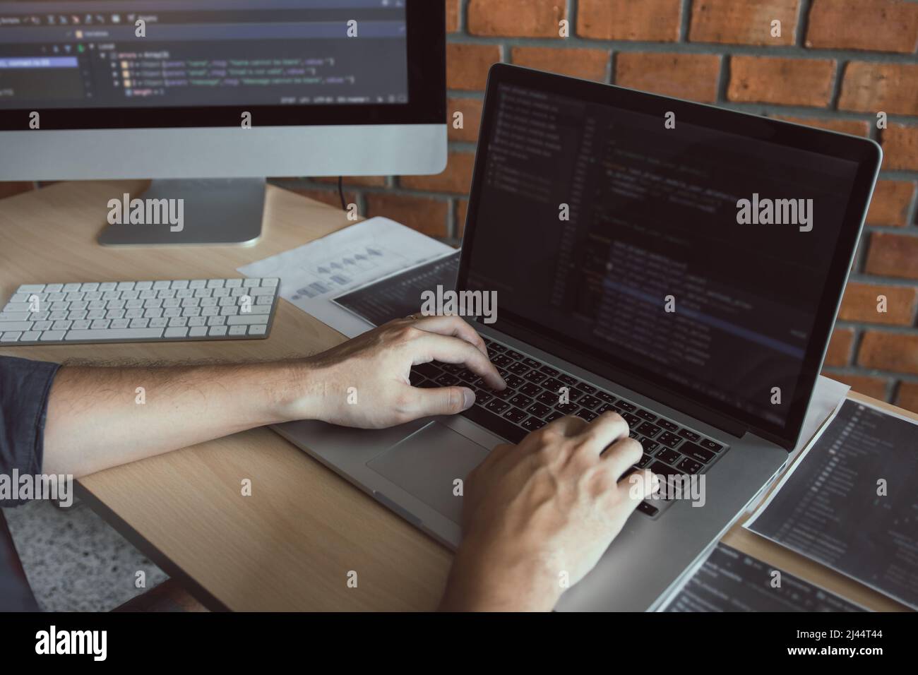 Asian Man Working Code Program Developer Computer Web Development Working Design Software On