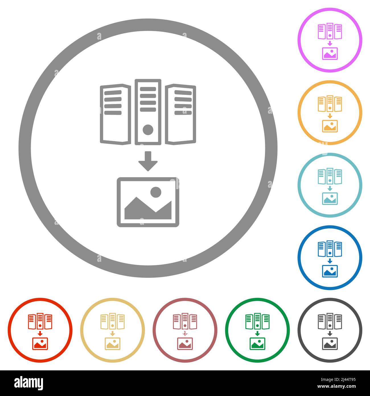 Download image from server outline flat color icons in round outlines ...