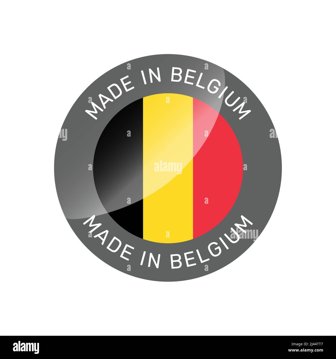 Made in Belgium colorful vector badge. Label sticker with Belgian flag ...