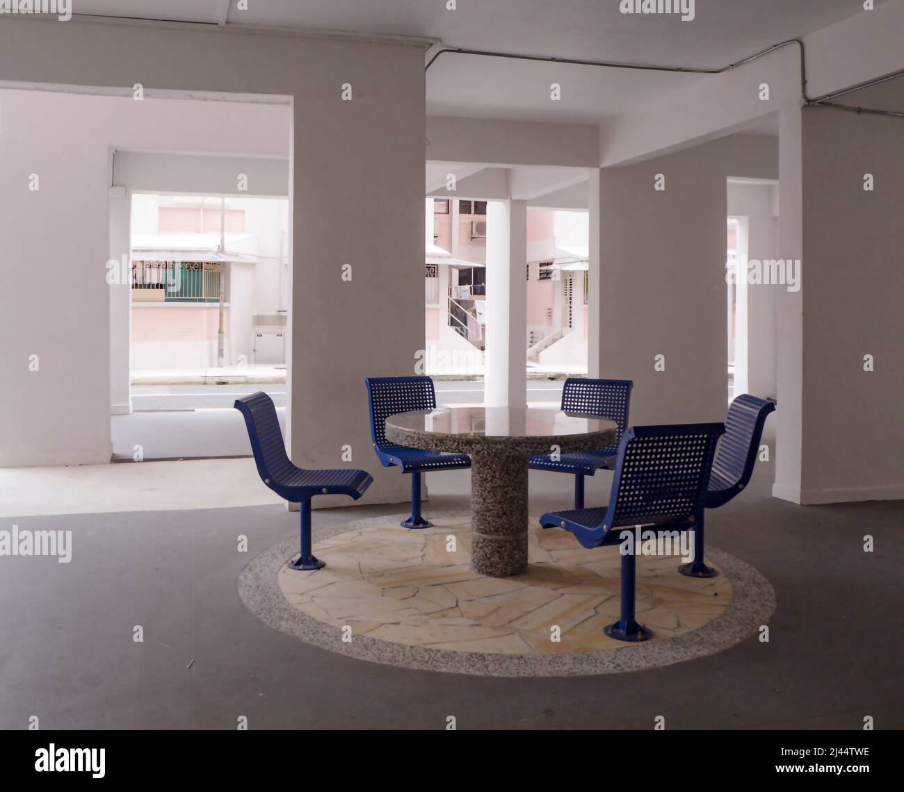 Sitting and recreational area under a HDB void deck in a housing estate ...