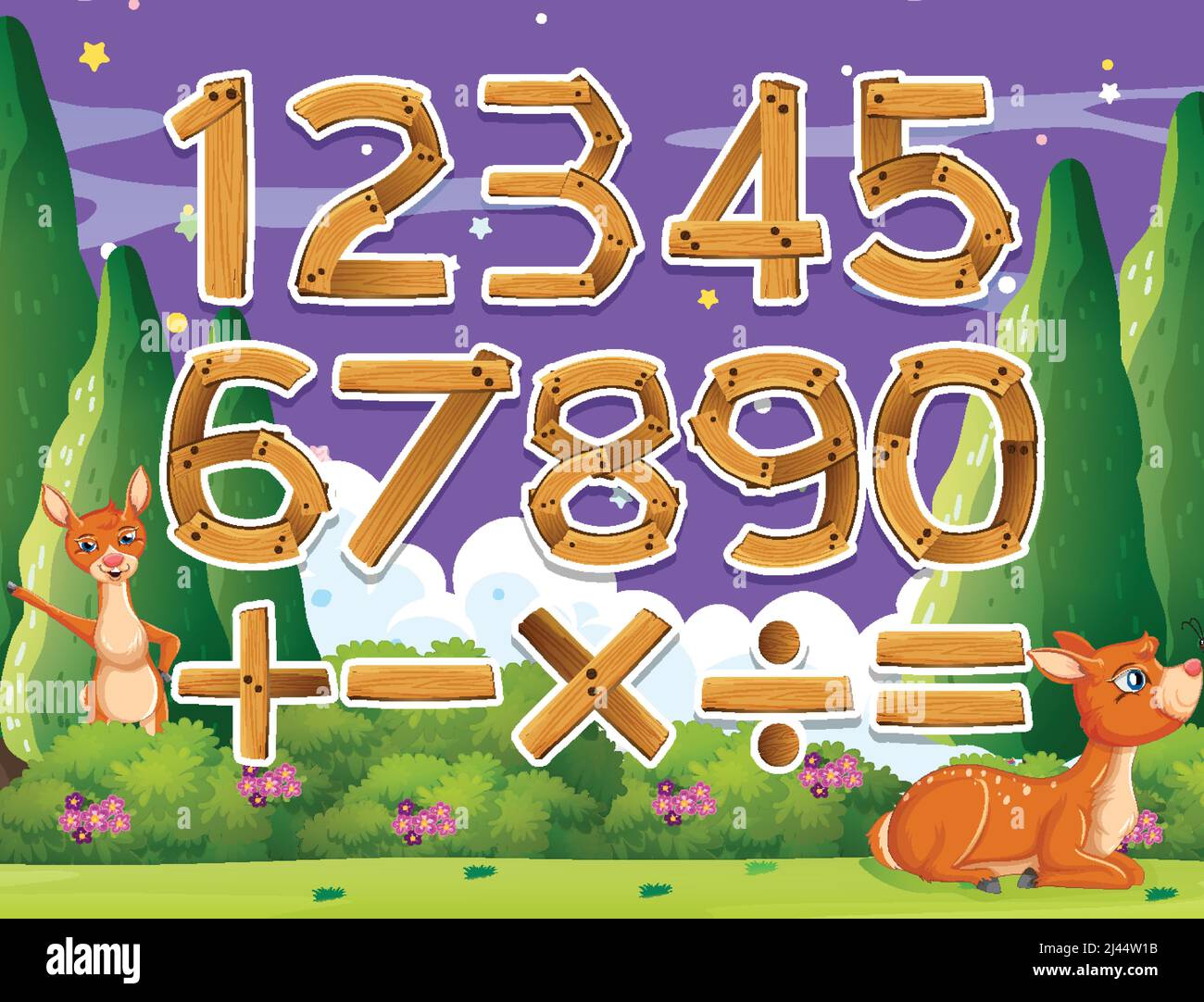 Number 0 to 9 with math symbols illustration Stock Vector Image & Art ...
