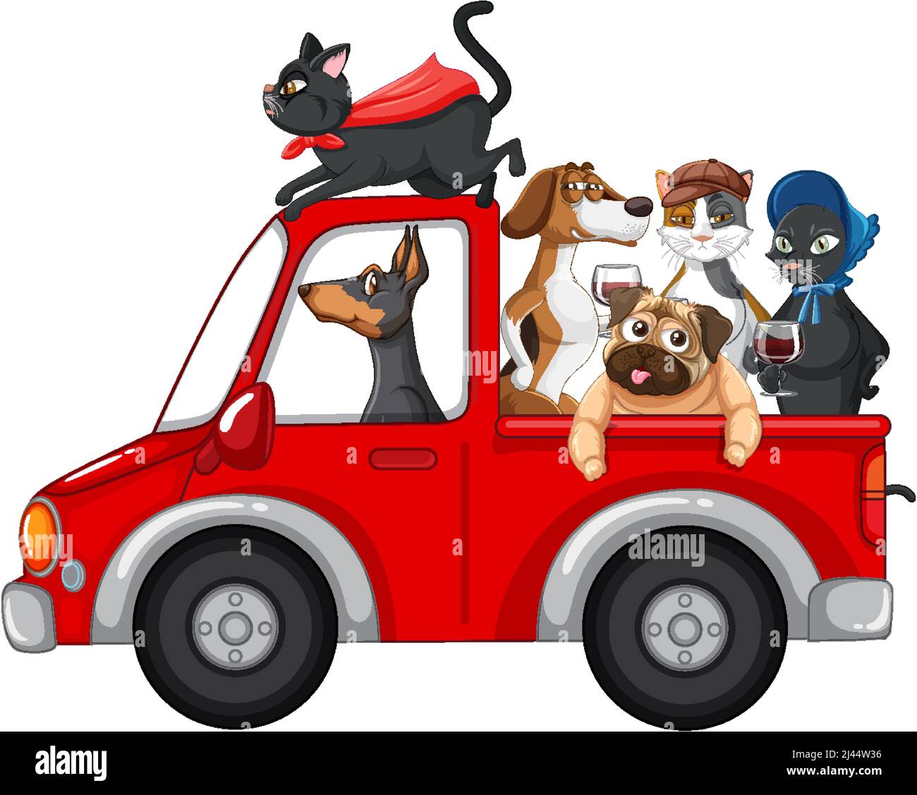 Puppy driving a car Stock Vector Images - Alamy