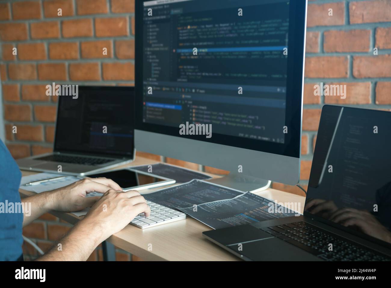 Asian Man Working Code Program Developer Computer Web Development Working Design Software On