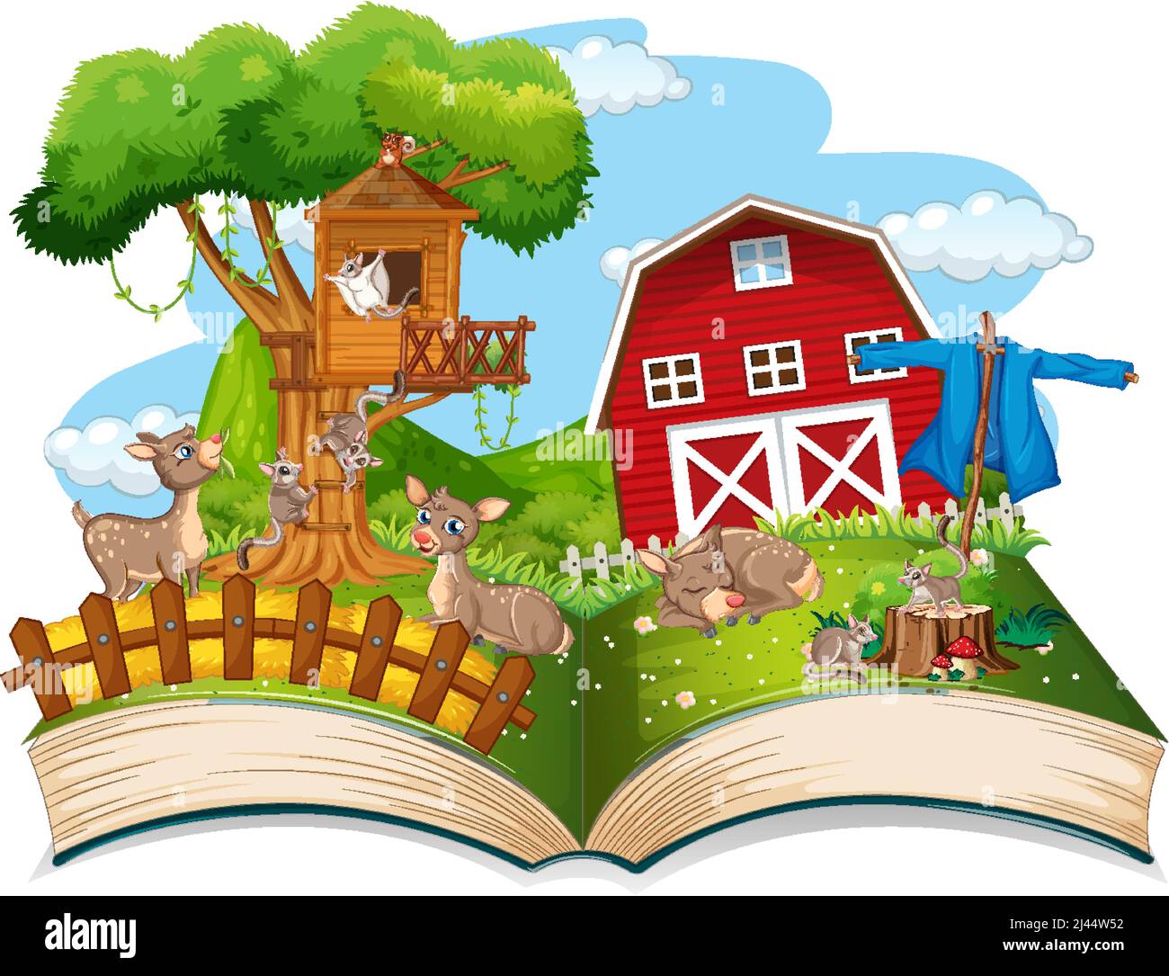 Book with scene of animals in the farm illustration Stock Vector Image ...
