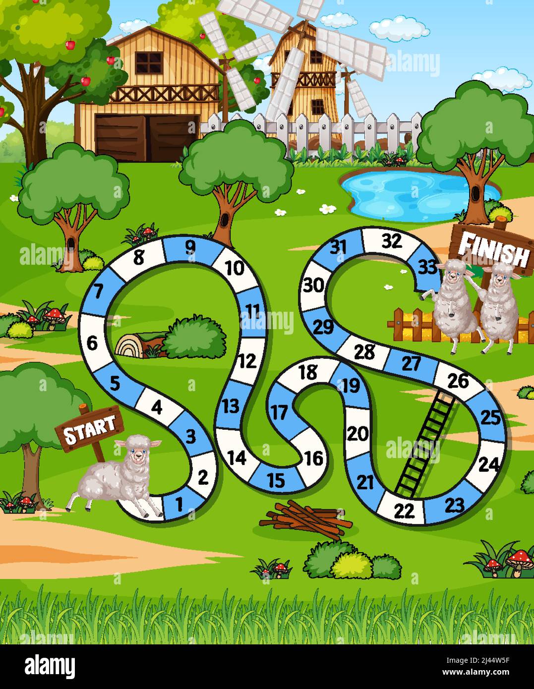A farm boardgame template illustration Stock Vector Image & Art - Alamy