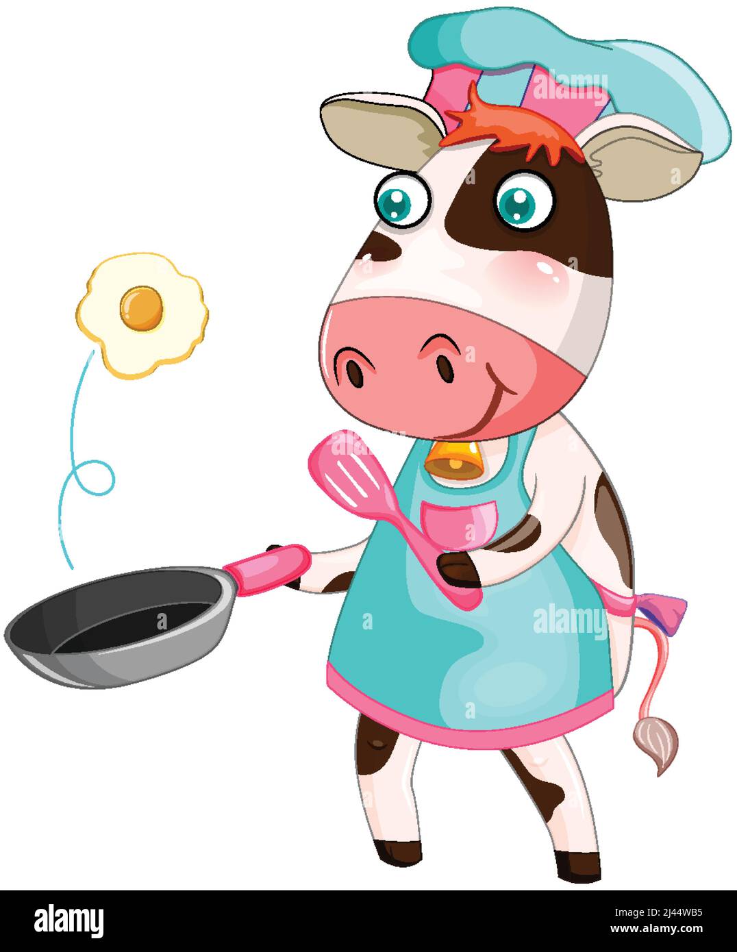 Cow cartoon character cooking breakfast illustration Stock Vector Image ...