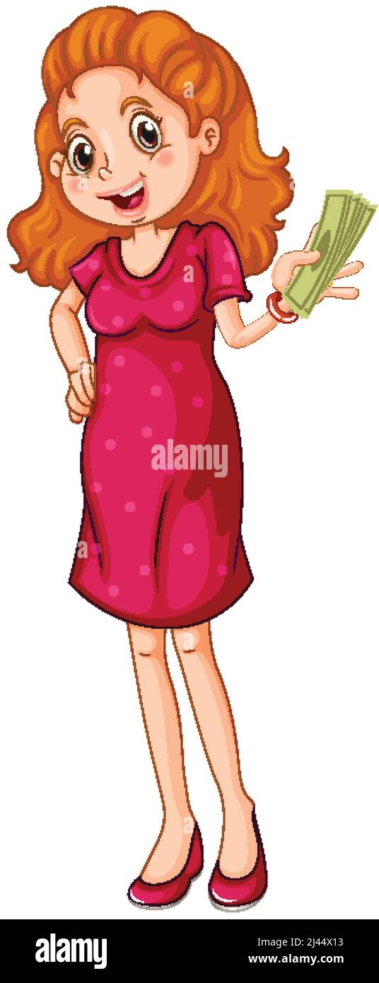 A woman holding cash money illustration Stock Vector Image & Art - Alamy