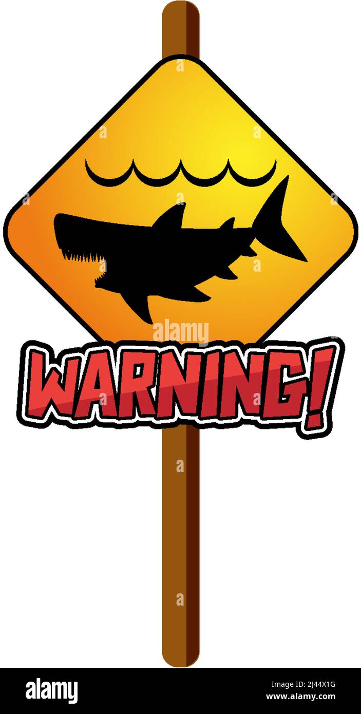 Warning sign with shark in water illustration Stock Vector Image & Art ...
