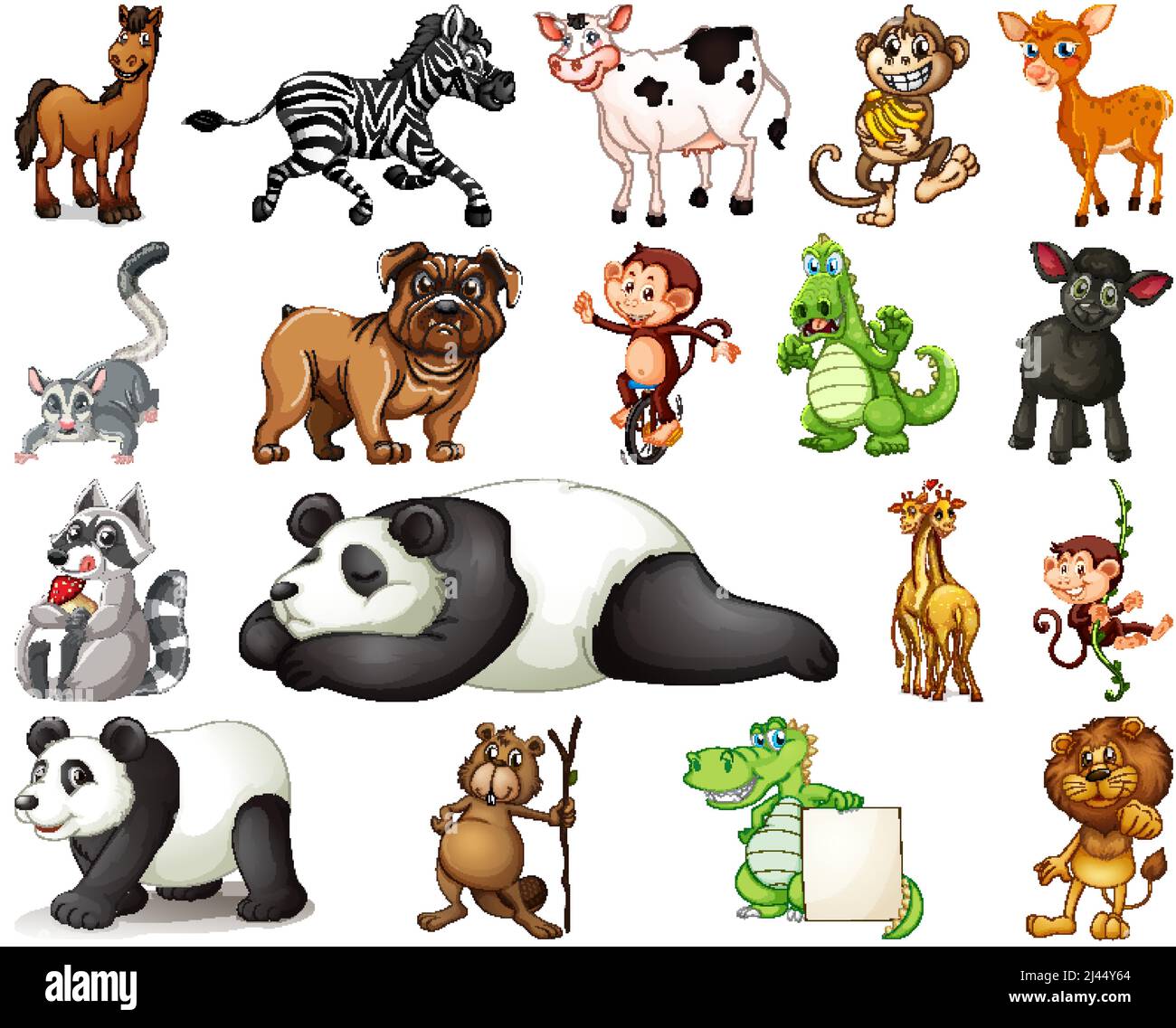 Set of animal cartoon character illustration Stock Vector Image & Art ...