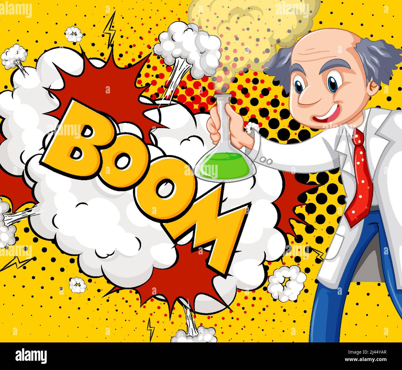 Scientist character with boom speech and facial expression retro comic ...