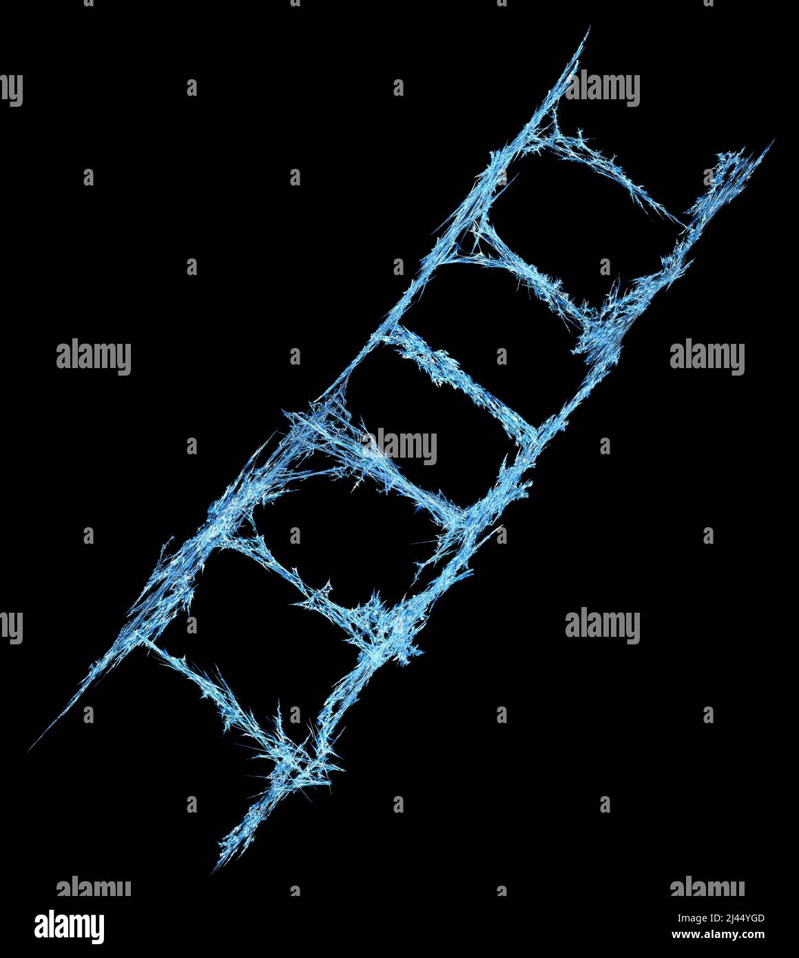 Ice shard ladder shape abstract, horizontal, isolated, over black Stock ...